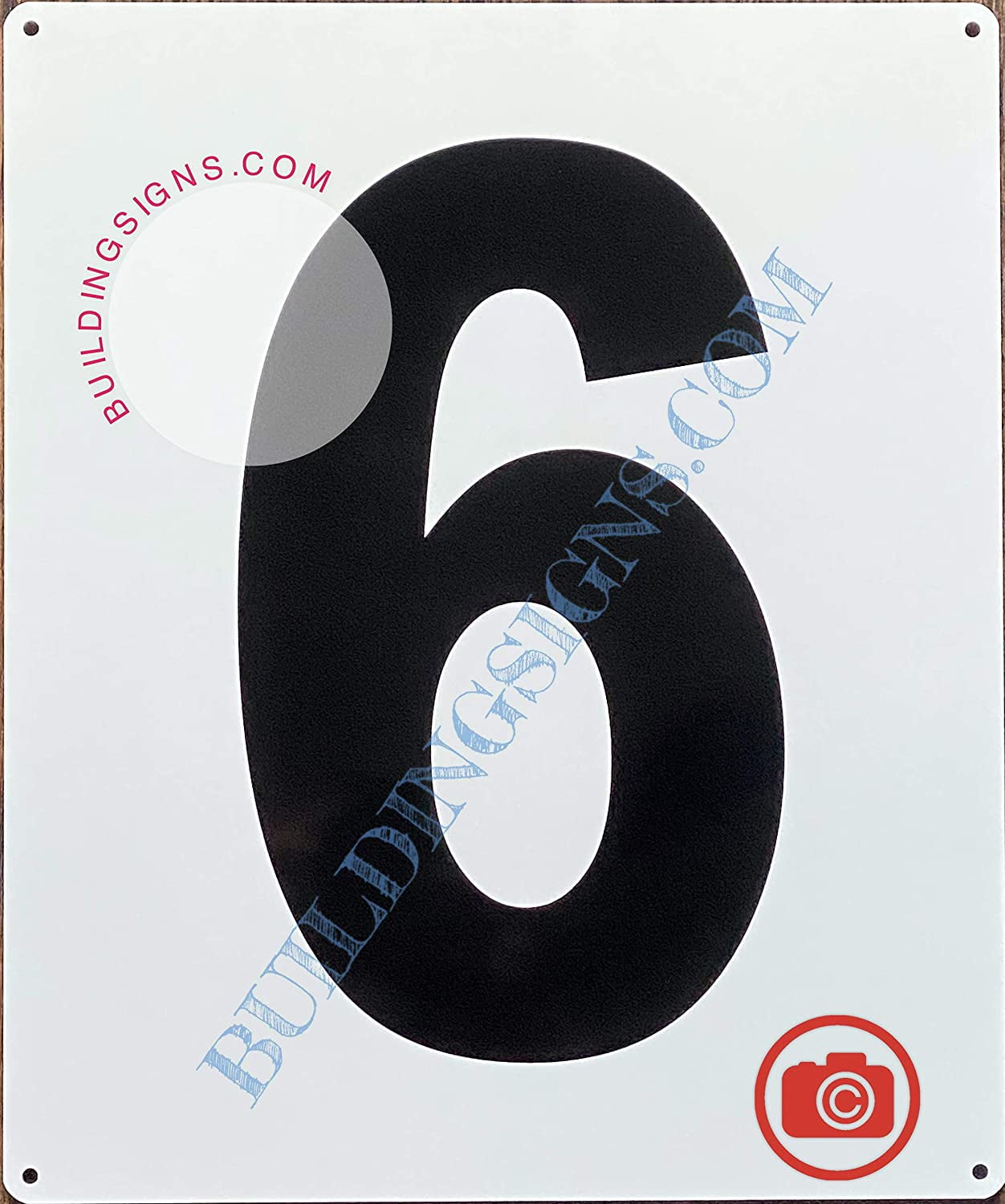 Large Number 6 Sign -Metal Sign - Parking LOT Number Sign (White ...