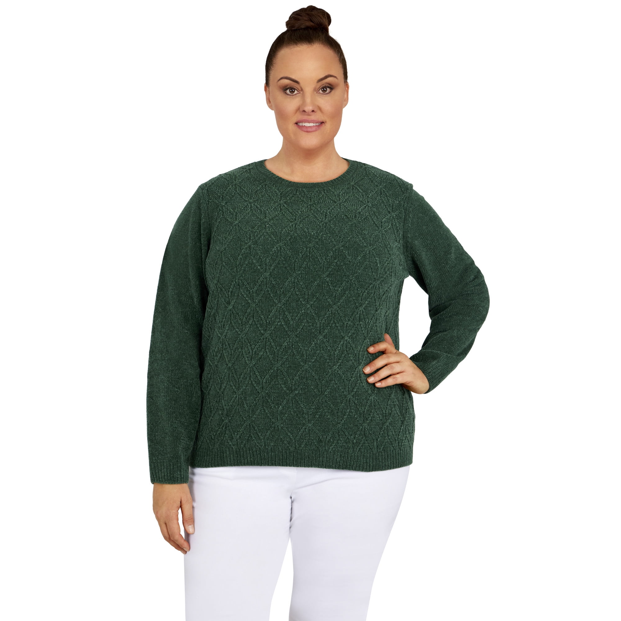 Alfred Dunner Womens Plus-Size Chenille Cable Stitch Sweater - Walmart.com