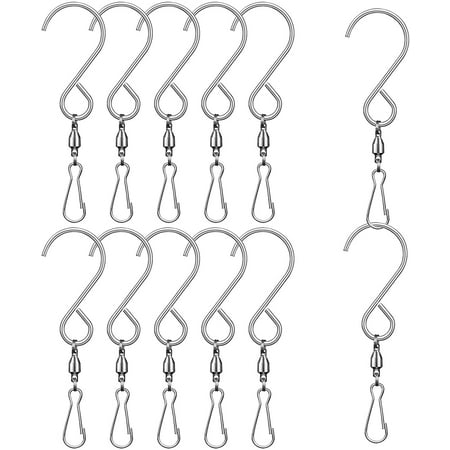 Rotating Wind Chime Hook, 12 Pieces S-Shaped Swivel Hooks for Hanging ...
