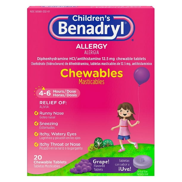 Children's Benadryl Chewable Tablets Grape - Walmart.com