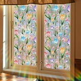 Tulips Stained Glass Window Privacy Film,Removable Non-Adhesive Privacy ...