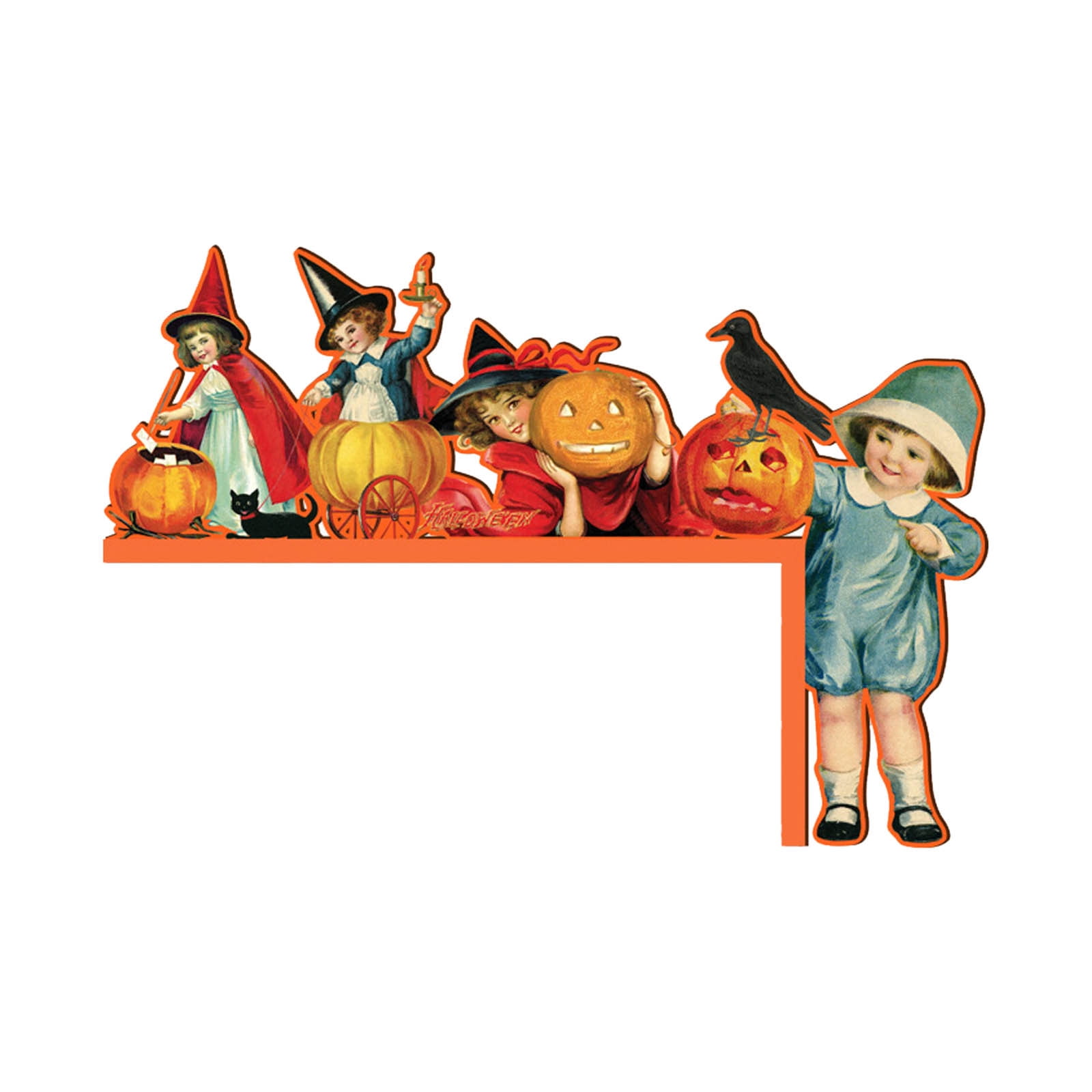 Halloween Door Corner Wooden Wall Stickers Little Witch Indoor And ...