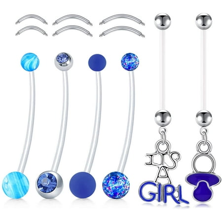 KSCD 14G Pregnancy Belly Button Rings Flexible Bioplast Sport Maternity ...