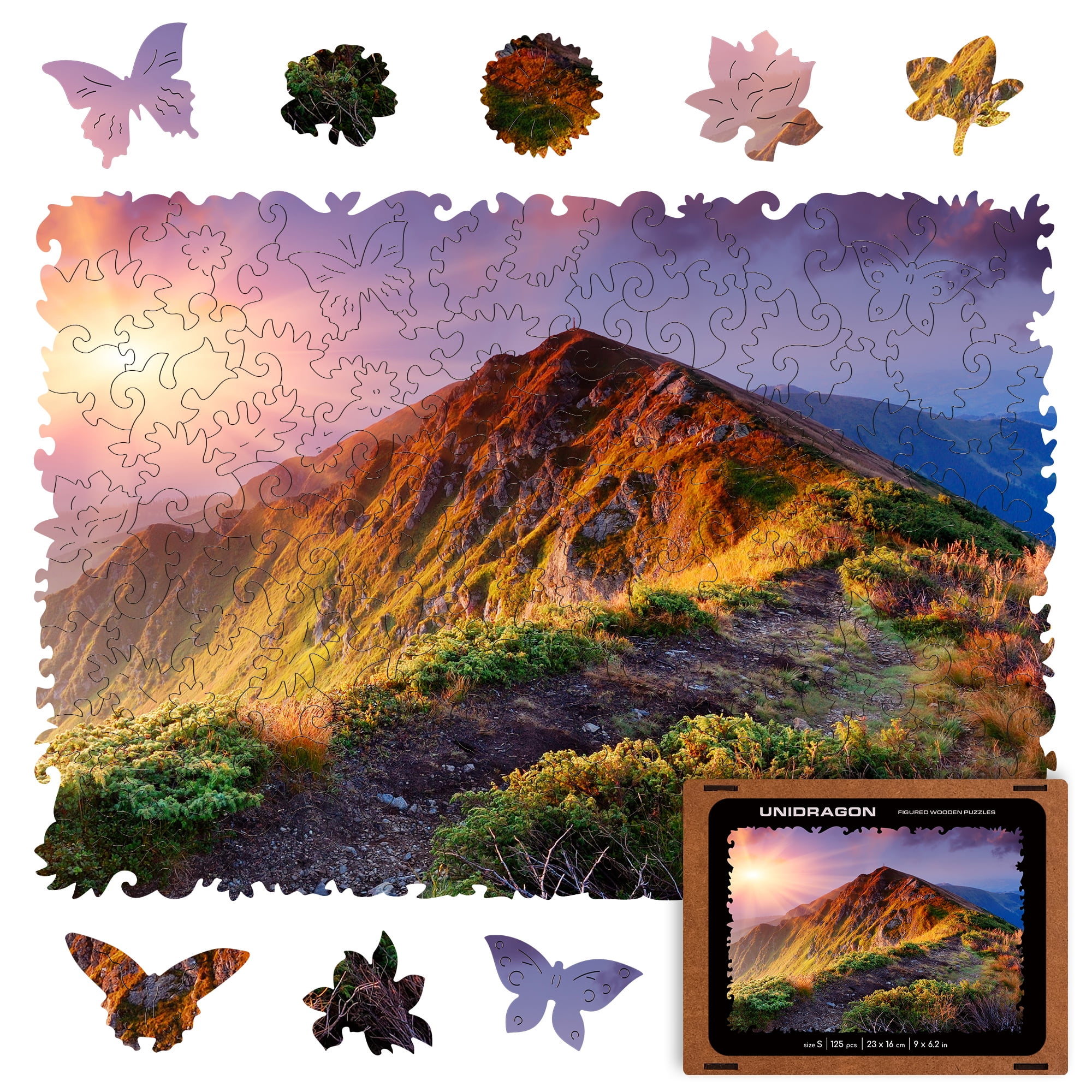 UNIDRAGON Wooden Puzzle Enchanting Sunrise 125 Pieces S Nature View ...