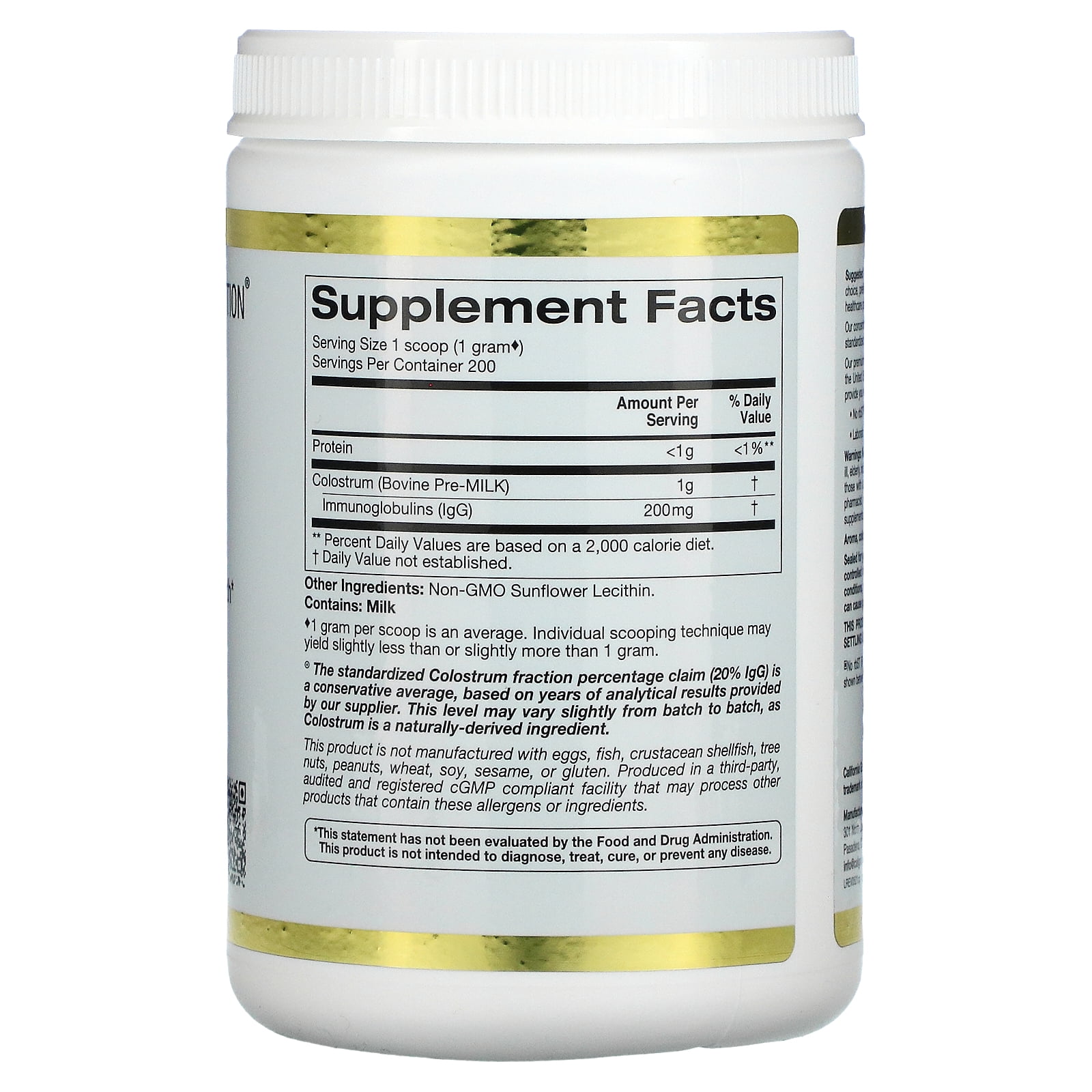 Colostrum Powder, Concentrated, 7.05 oz (200 g), California Gold Nutrition