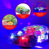 8” Light Up Transparent Toy Car for Toddlers - Bump and Go Moving Gears ...