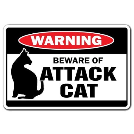 Beware of Attack CAT Warning Aluminum Sign Cats Aluminum Signs Guard ...