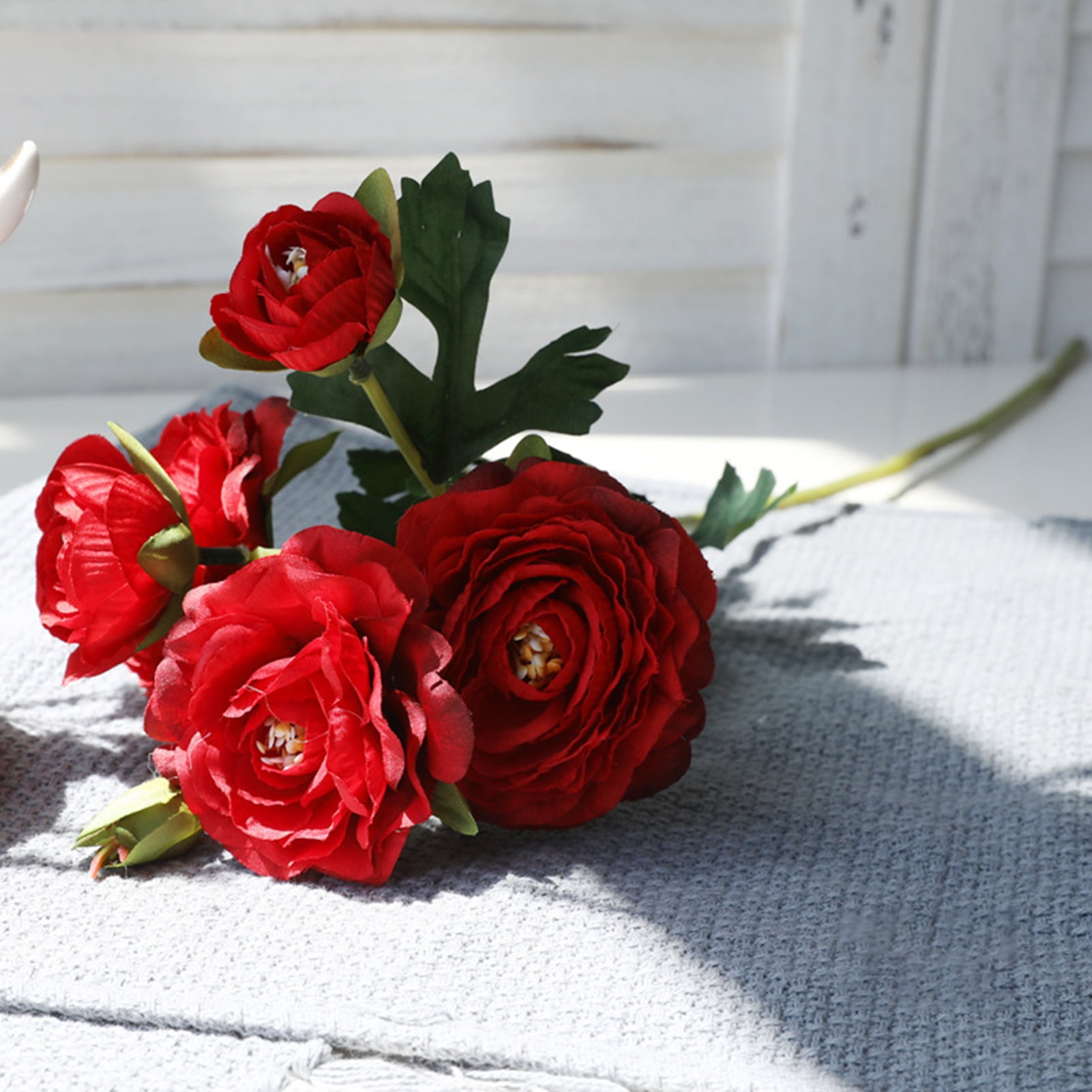 Multicolor Lotus Shape Fake Flower 6 Heads Single Branch Silk Flowers ...