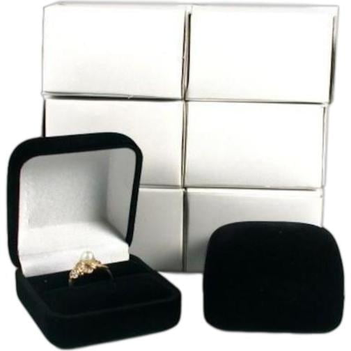 6 Black Flocked Square Ring Gift Boxes Jewelry Displays - Walmart.com