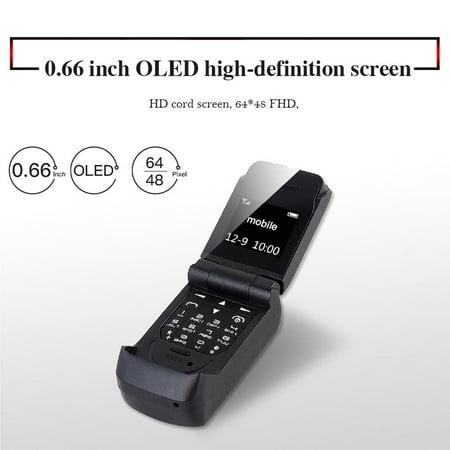 UNIWA Bluetooth Mini Flip Phone Single SIM Card 0.66inch 64*48 Pixels ...