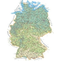 Iconic Arts Laminated 24x31 Poster: Large Detailed Road map of Germany ...