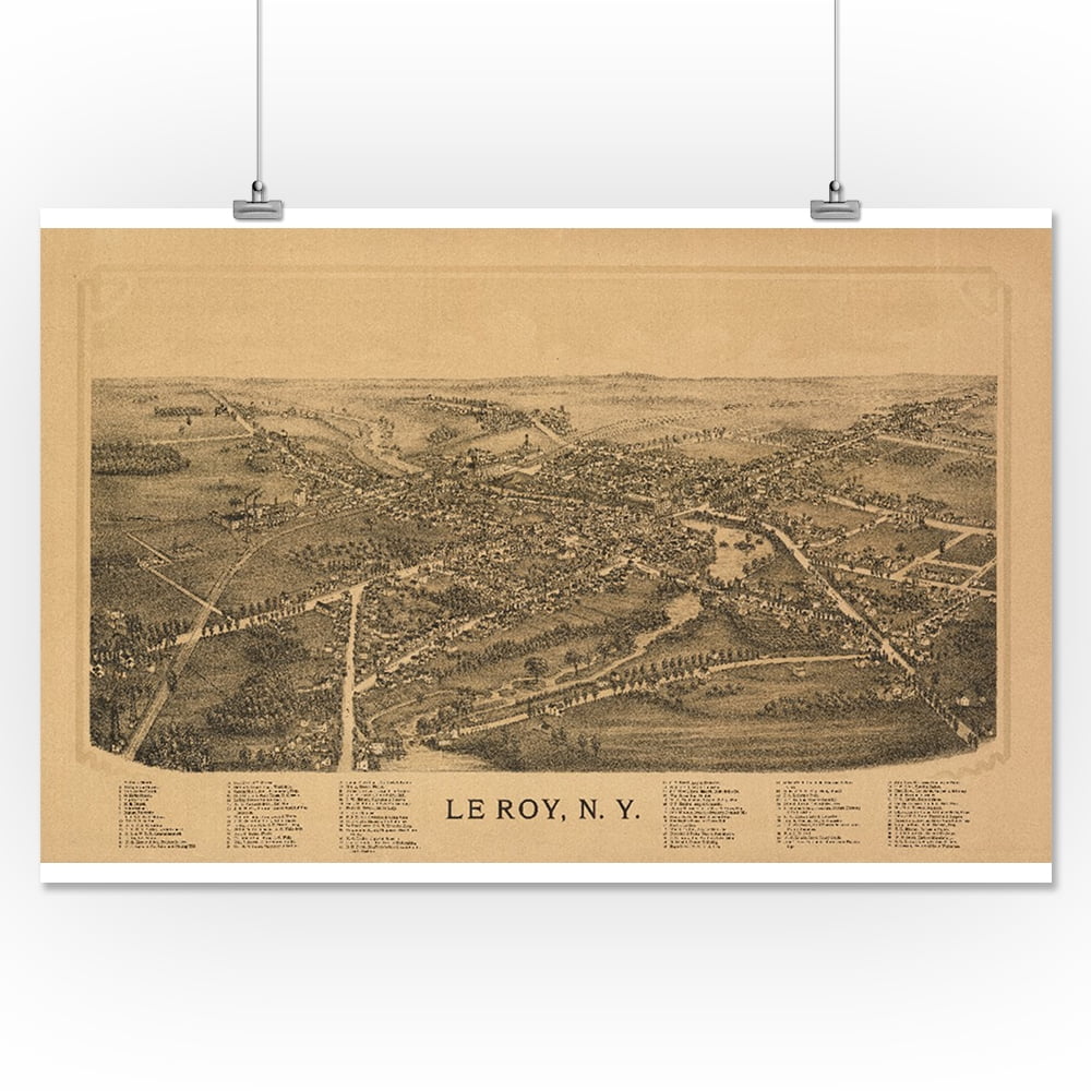 Le Roy, New York - Panoramic Map (16x24 Giclee Gallery Print, Wall ...