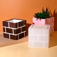 Amketima Brick Wall Silicone Mold Concrete Cement Pot Molds with Wooden ...