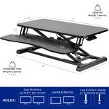 VIVO Black Carbon Fiber Height Adjustable 42" Standing Desk Monitor ...