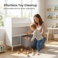Kids Bookshelf with 3 Fabric Storage Bins, White and Gray Toddler ...