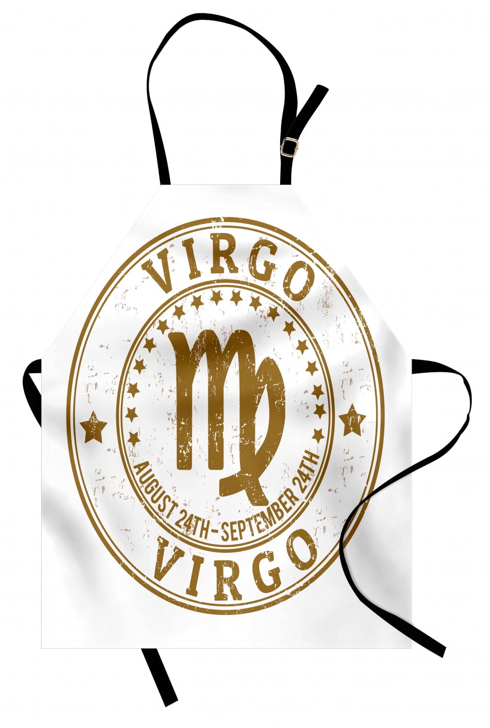 Zodiac Virgo Apron Astrology Grunge Rubber Stamp Design with Stars and ...