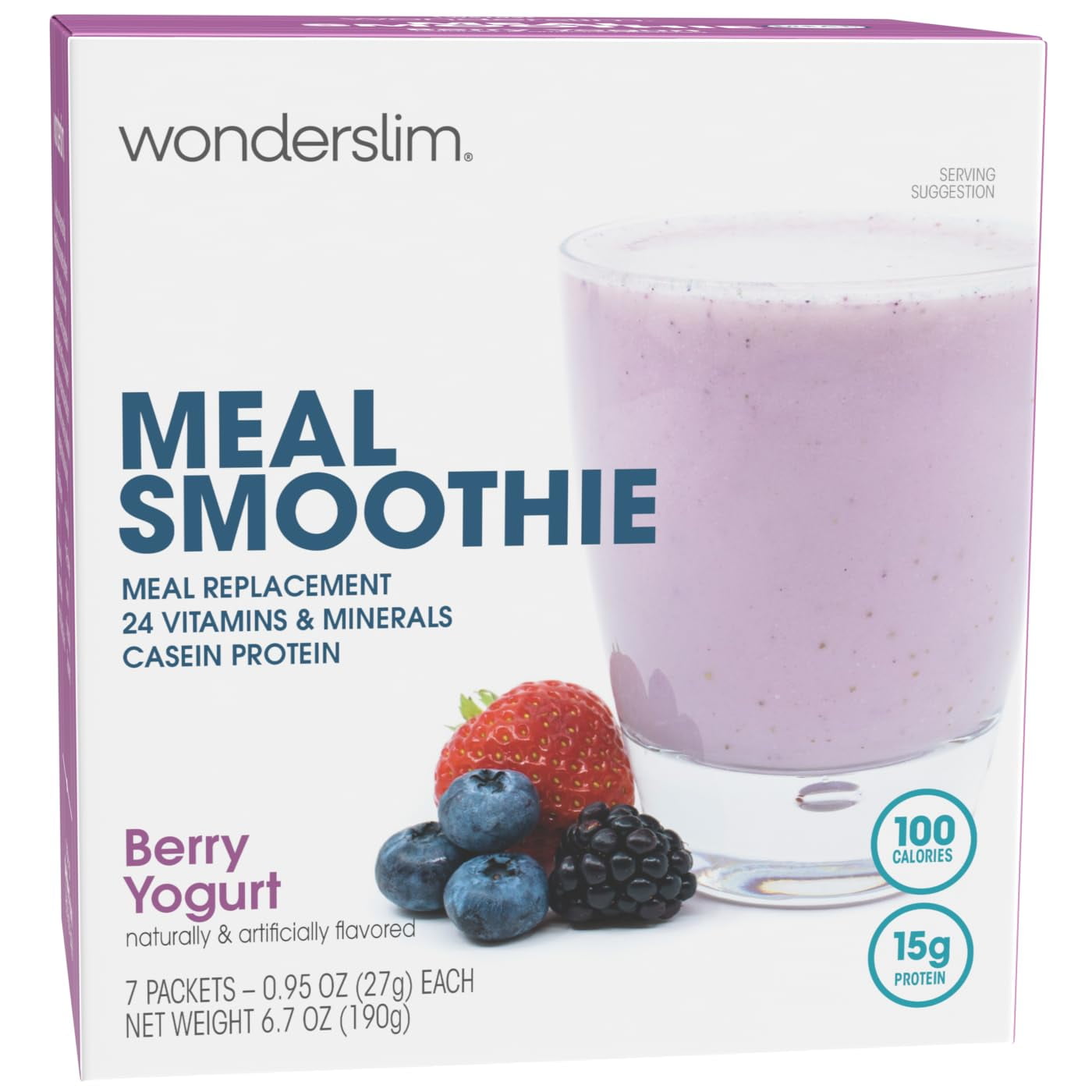 WonderSlim Meal Replacement Smoothie, Berry Yogurt, 15g Protein, Gluten ...