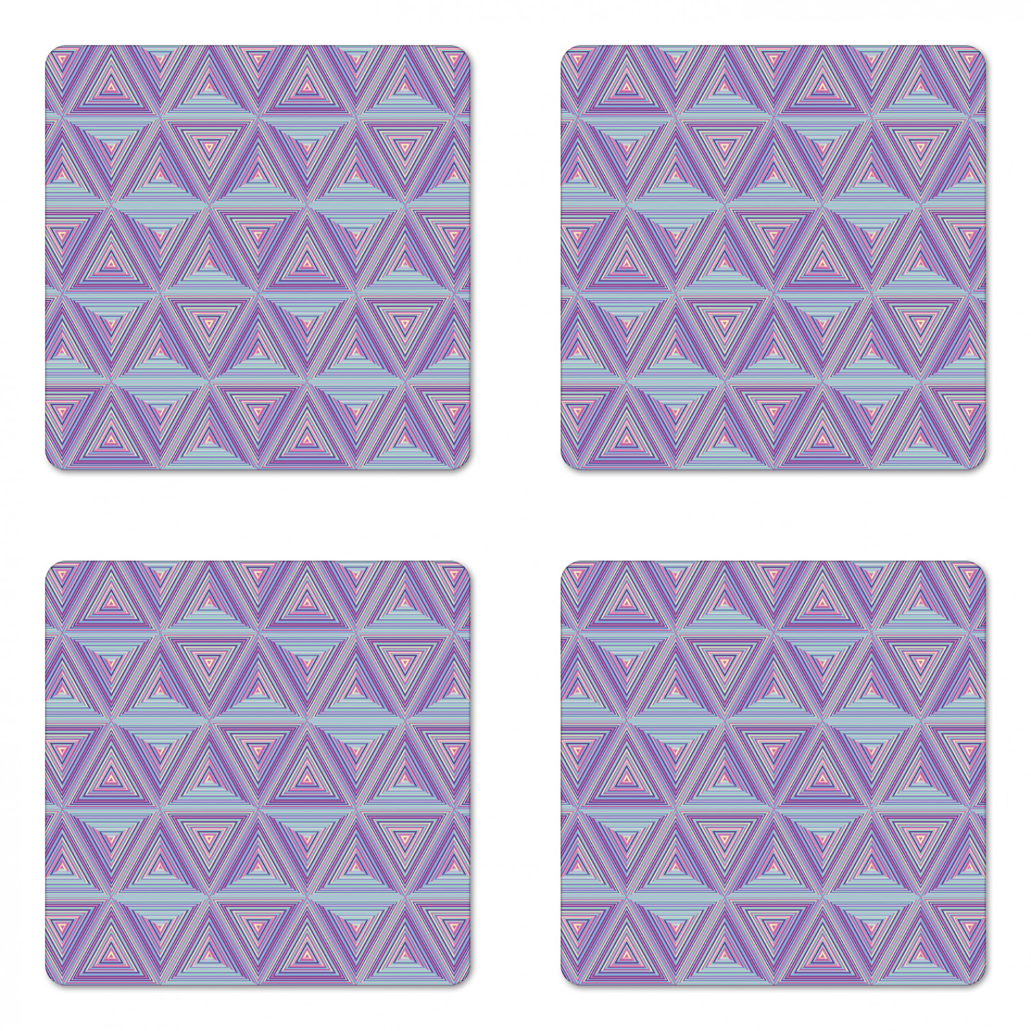 Abstract Coaster Set of 4, Geometric Shapes in Neon Colors Mosaic ...