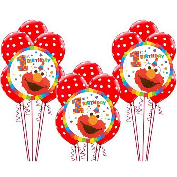 Elmo 1st First Birthday Balloon Bouquet 18pc Party Supplies