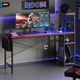 Bestier 61" Reversible Gaming Computer Desk with Power Outlet LED Desk ...