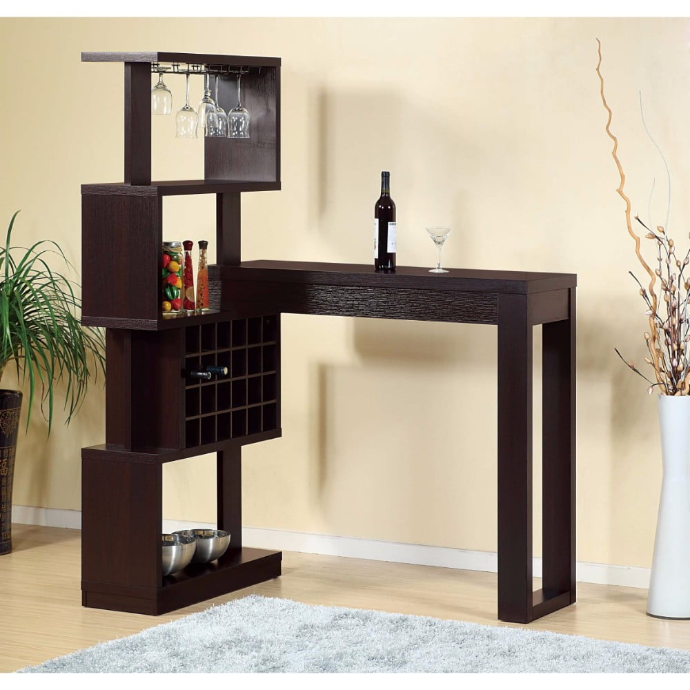 Well- Designed Bar Table With Wall Unit With Wine Racks, Brown ...