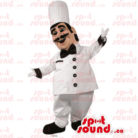 Hilarious Chef Human SPOTSOUND Mascot With White And Black Clothes ...