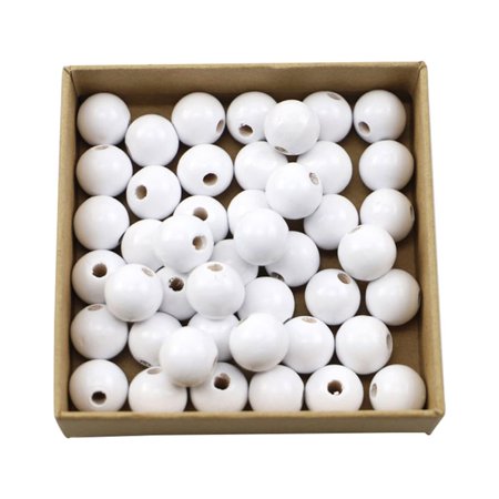 Langgg 100 Pieces Wood Crafts Bead Handmade Spacer Beading 16mm Loose ...