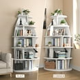 71" Tall White 6 Tier Bookshelf 360 Degree Display Floor Standing ...