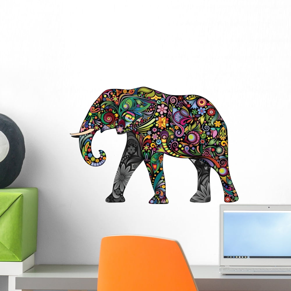 Cheerful Elephant Wall Decal Sticker by Wallmonkeys Vinyl Peel and ...