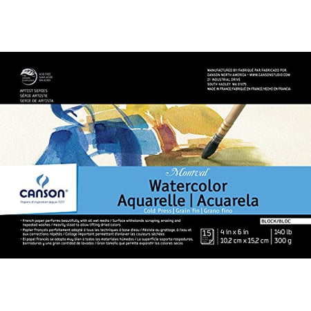 Canson Montval Watercolor Block, Cold Press Acid Free French Paper, 140 ...