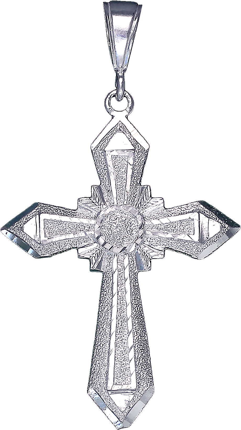 Sterling Silver Cross without Jesus Pendant Necklace with Diamond Cuts ...