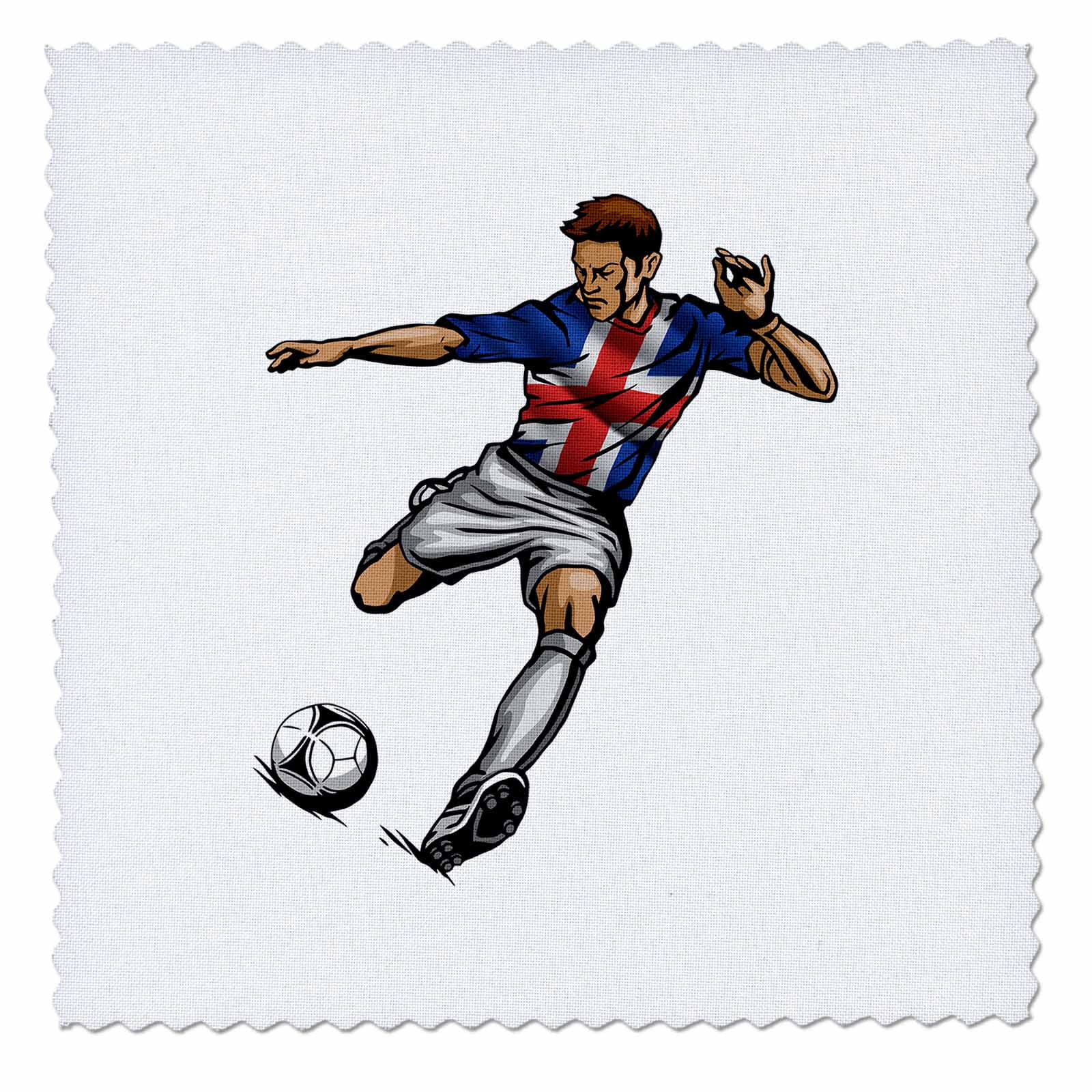 Soccer player wearing a Icelandic jersey kicking soccer ball Iceland ...