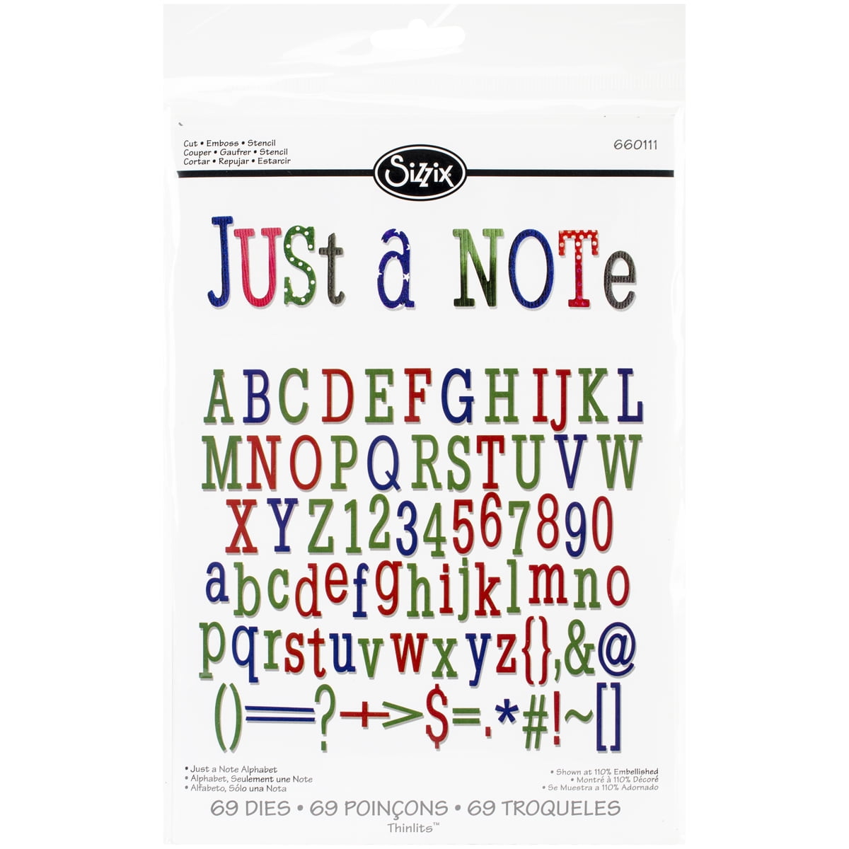 Sizzix Thinlits Dies 89/Pkg-Just A Note Alphabet - Walmart.com