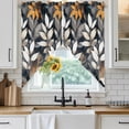 Abstract Leaf Swag Curtain Valance for Window 2 Panels Silhouette Gold ...