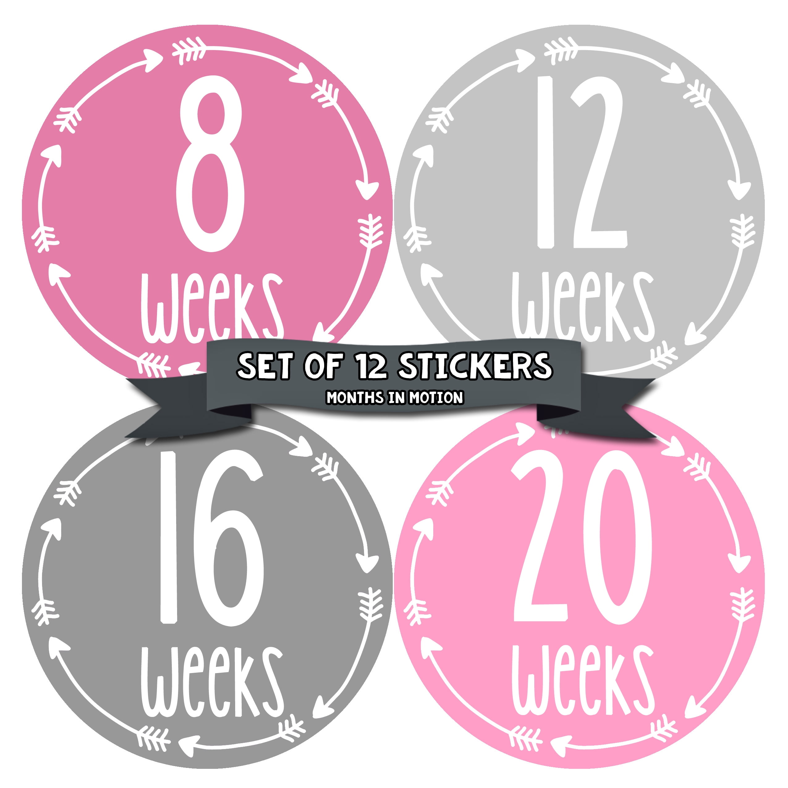 Months in Motion 954 Pregnancy Baby Bump Belly Stickers Maternity Week ...