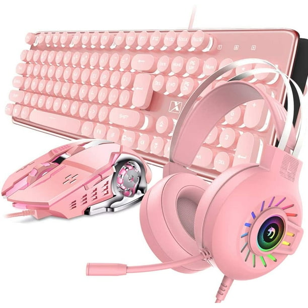 4-in-1 Gaming Keyboard Mouse Combo Wired White Led Backlit 104 Keys ...