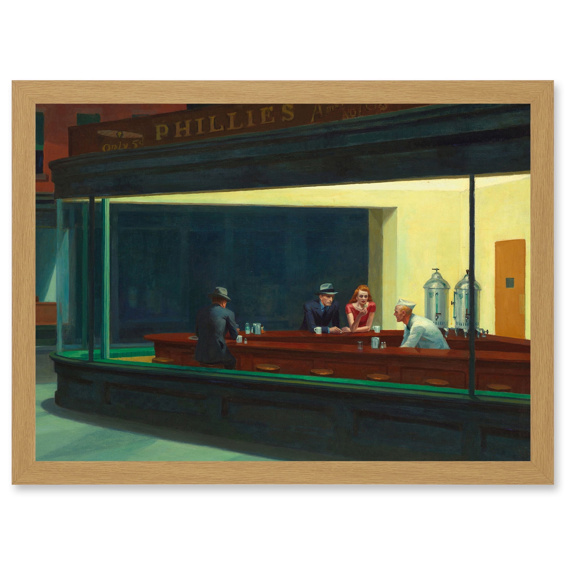 Edward Hopper Nighthawks Iconic Painting A4 Artwork Framed Wall Art ...