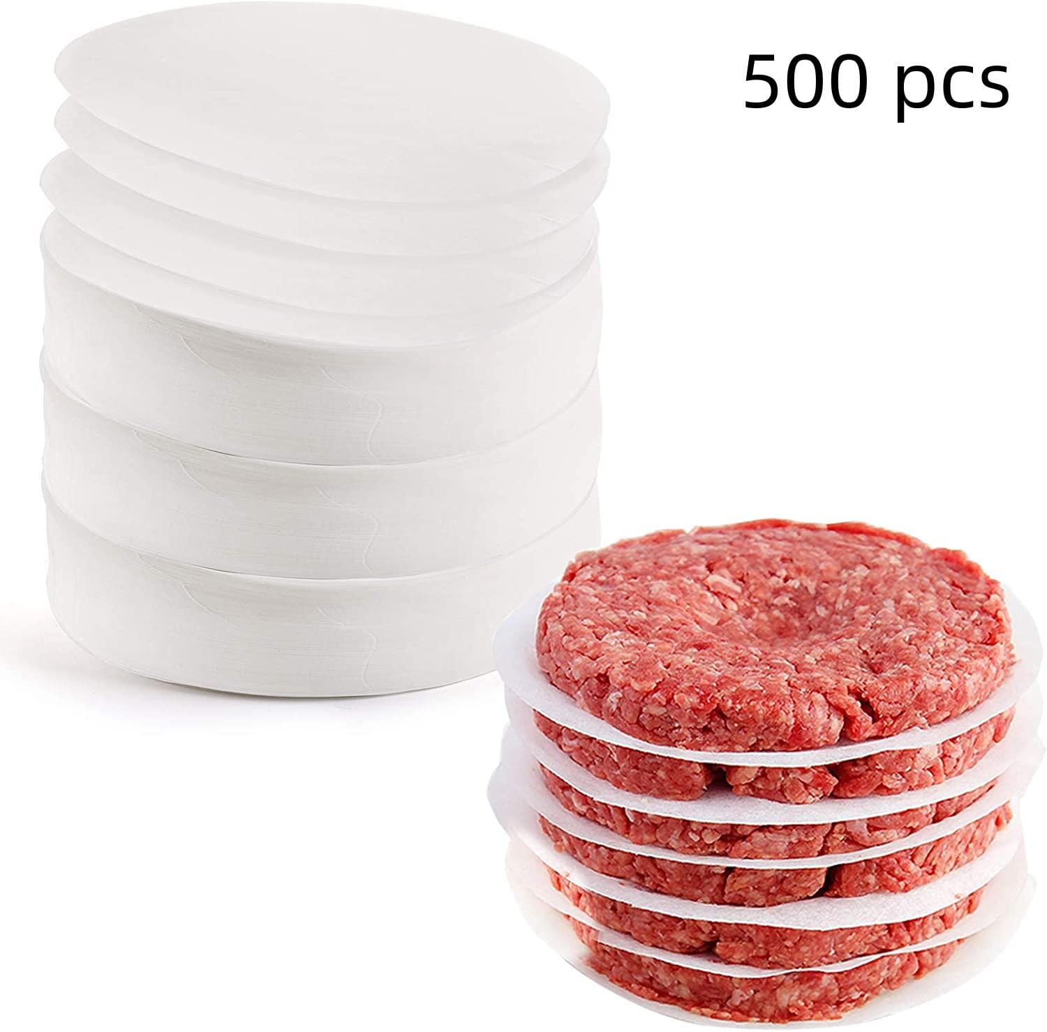 Happon 500 Pcs Hamburger Patty Paper, 5.5 in Non-Stick, White Round ...