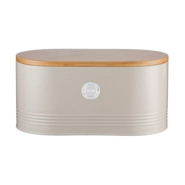 Lumaland Metal Red Bread Box with Bamboo Lid/Cutting Board, Bread ...