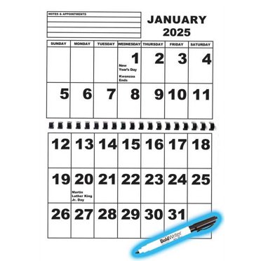 Low Vision Print Calendar- 2025 - Walmart.com