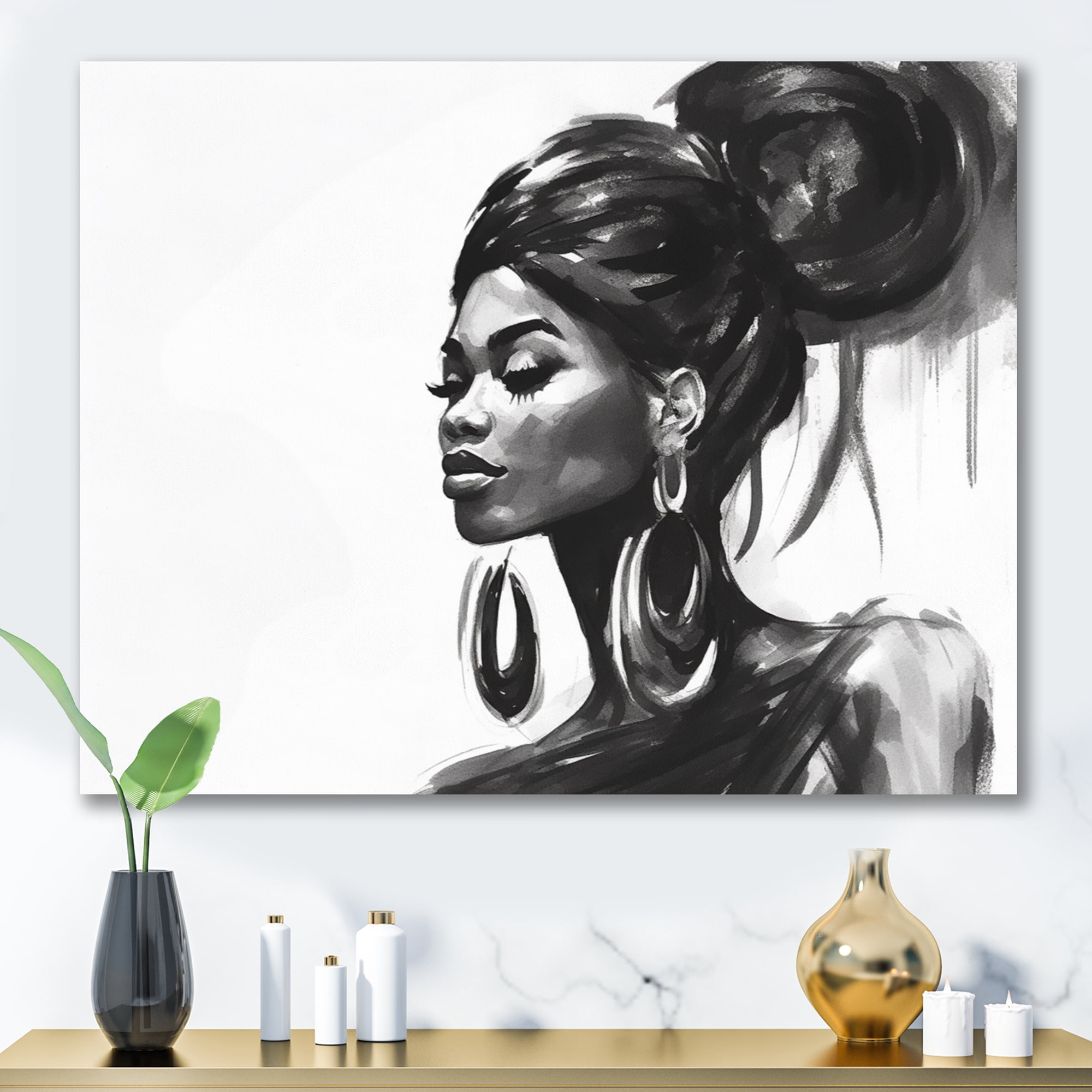 Click here for Designart Large Fashion Woman Canvas Art  African... prices