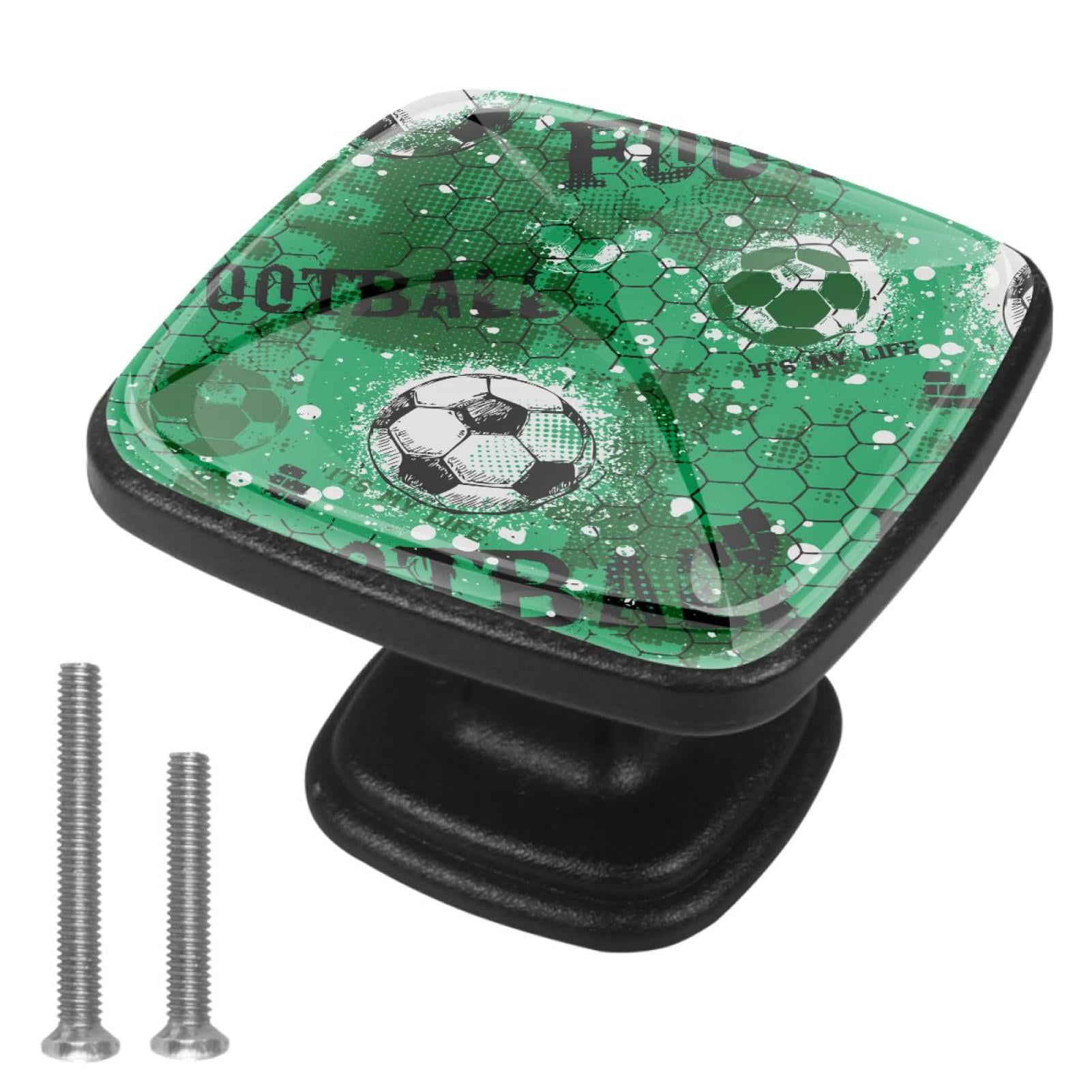 4 Pcs Cabinet Handle Drawer Pulls Football Knobs with Screws Square ...
