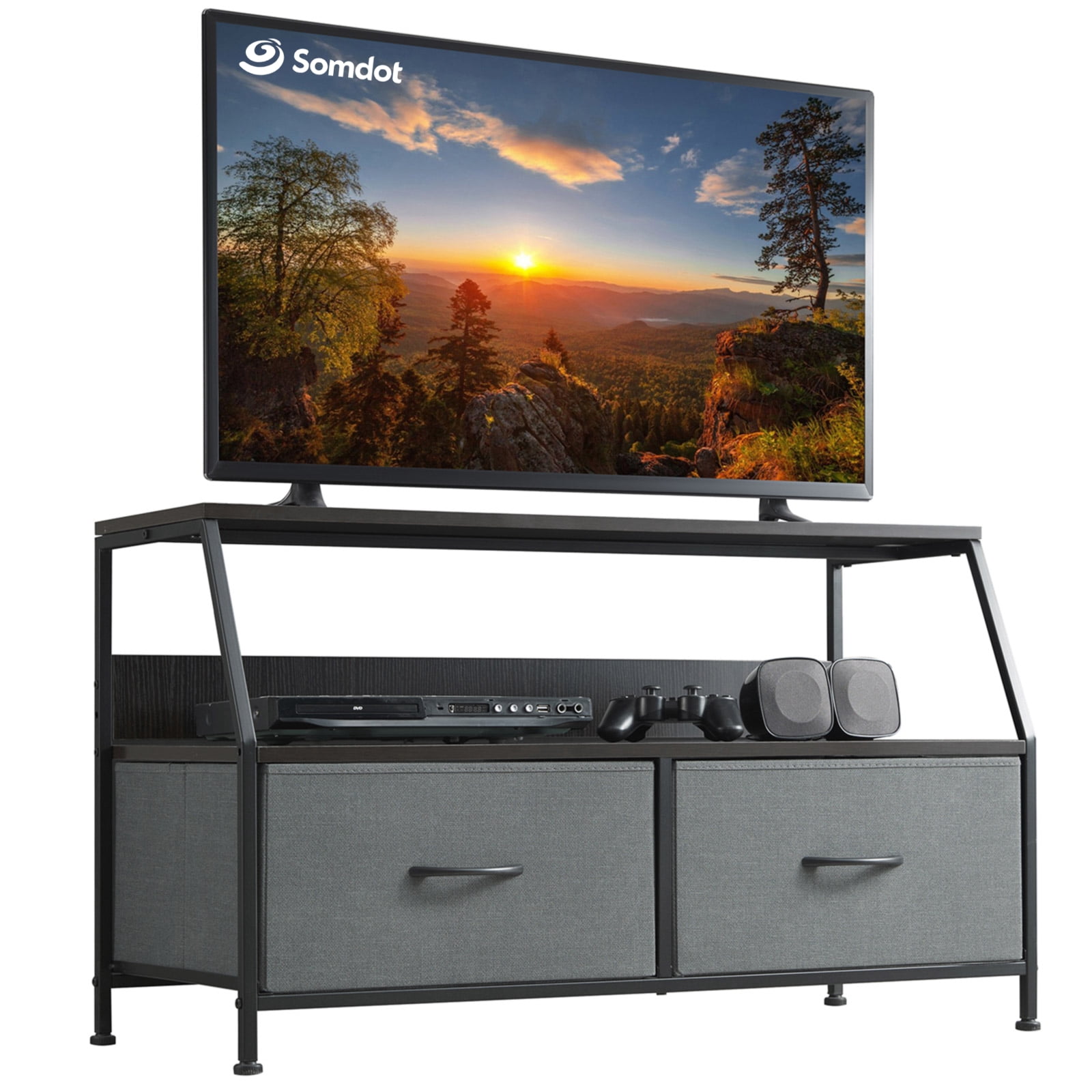 Somdot TV Stand, Entertainment Center, Media Console Table with Storage ...