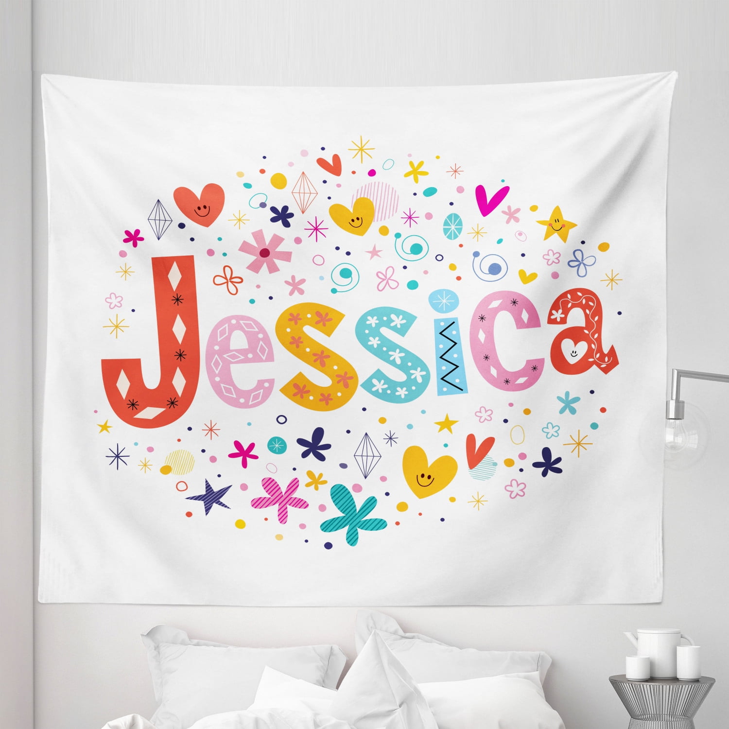 Jessica Tapestry, Retro Colorful Motifs Swirls Chevron Zigzags and ...