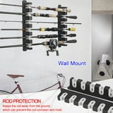 Horizontal 6-Rod Fishing Rod Holder Fishing Pole Rack for Garage, Wall ...