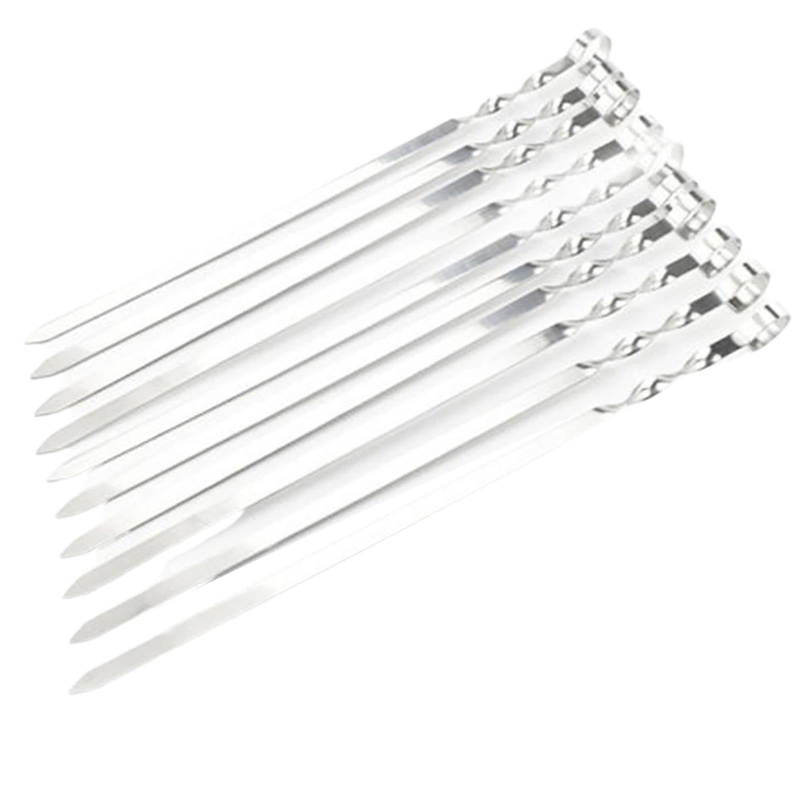 QILIN 10Pcs Barbecue Stick Heat-Resistant Reusable Stainless Steel Meat ...