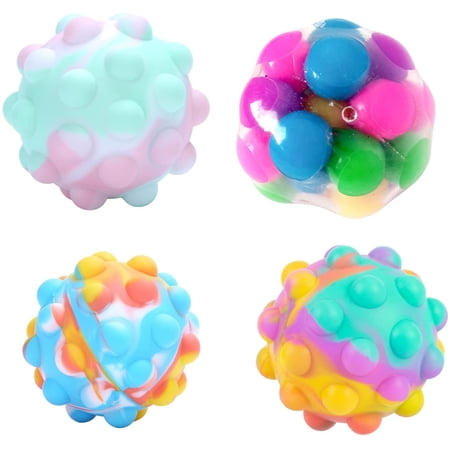 Pop Ball, Pop-On-It Balls, Push Bubble Pop Stress Ball, Rainbow ...