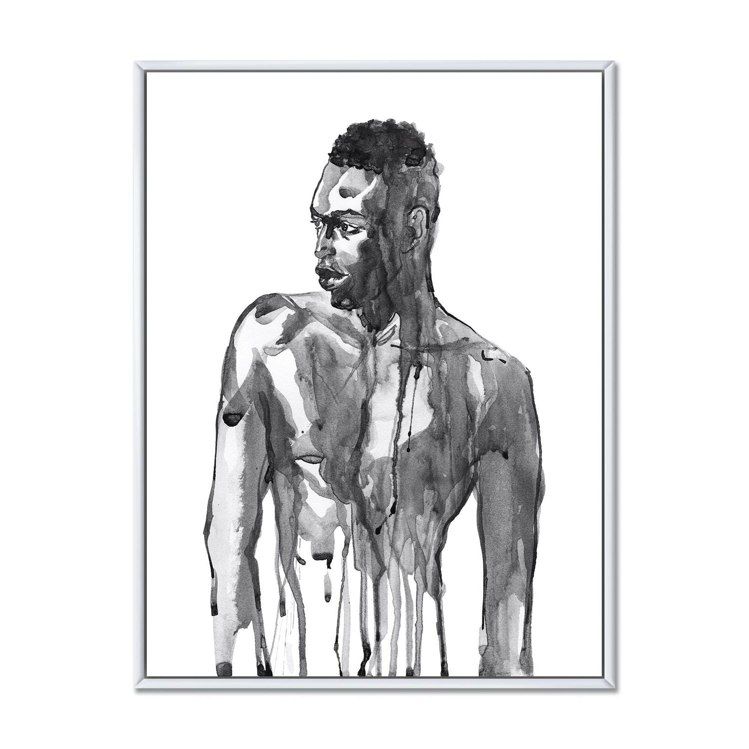 Designart Handsome African Man Portrait On White I FLOAT FRAME WALL ART ...