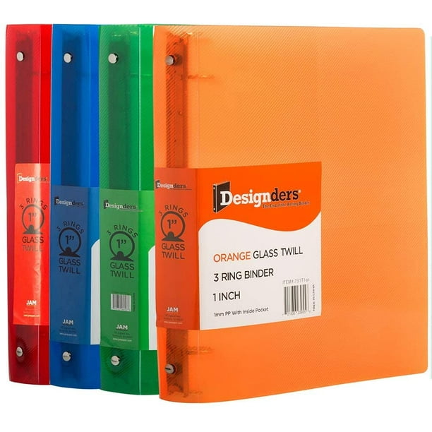 PAPER 1 inch (25.4 mm) Binders - Assorted 3 Ring Binders (Red, Blue ...