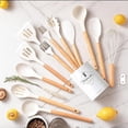 14 piece silicone cooking utensil set, with wooden handle and storage ...